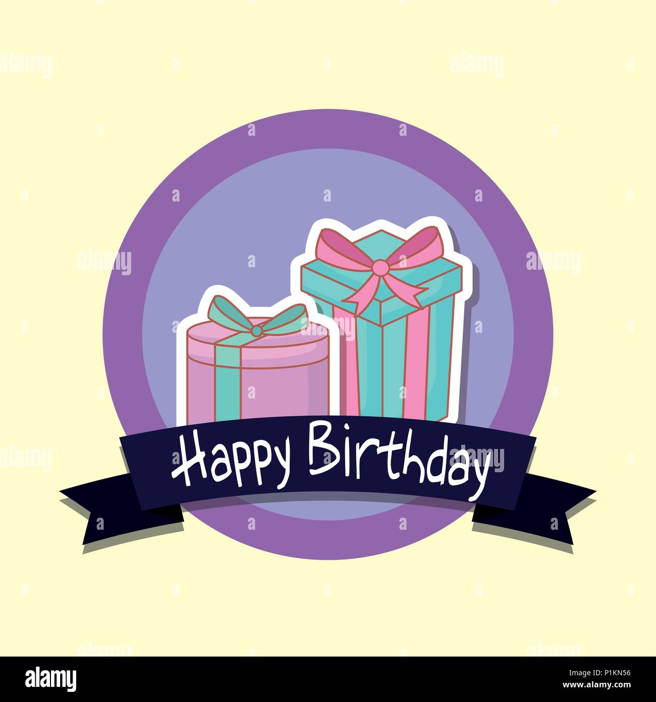 happy birthday frame with gift box vector illustration design Stock ...