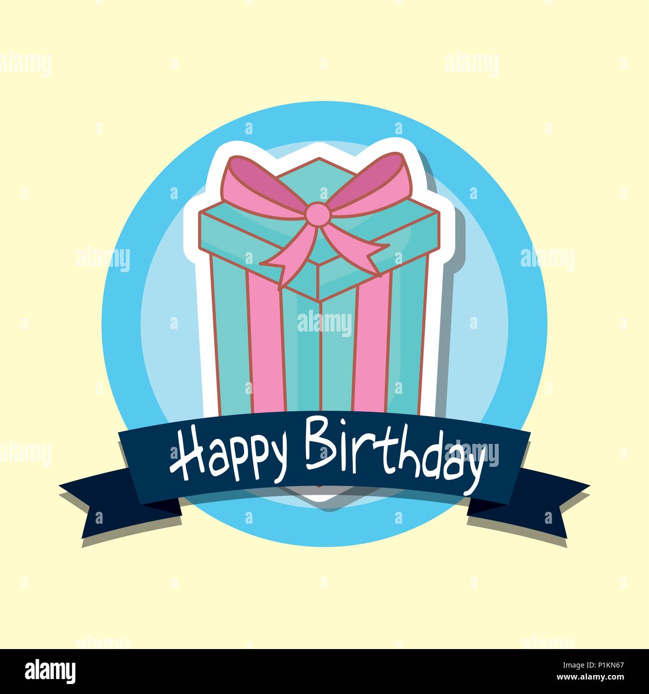 happy birthday frame with gift box vector illustration design Stock ...