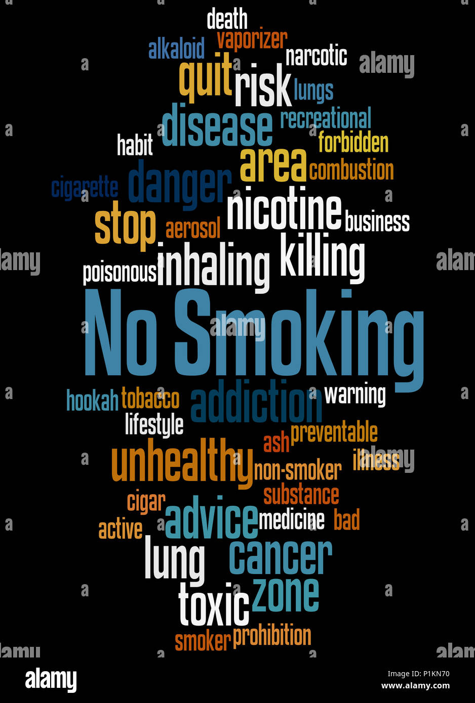 No Smoking, word cloud concept on black background Stock Photo - Alamy