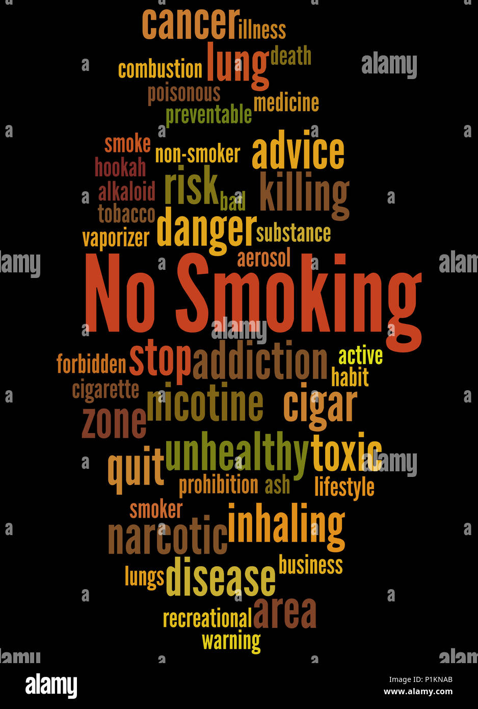No Smoking, word cloud concept on black background Stock Photo - Alamy