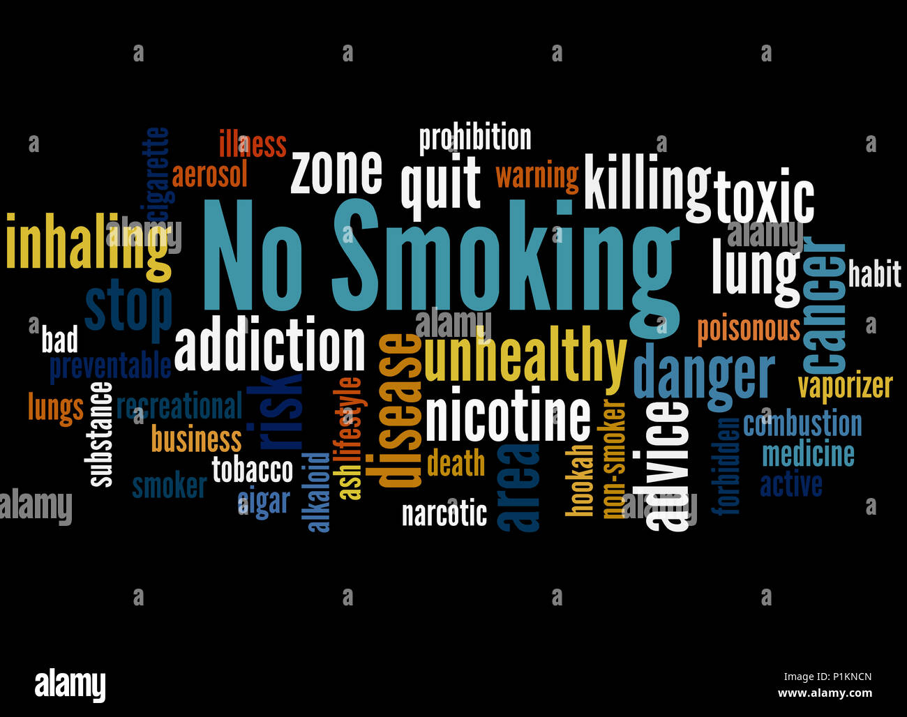 No Smoking, word cloud concept on black background Stock Photo - Alamy