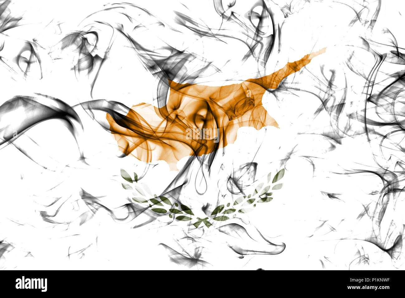 Cyprus smoke flag, island country in the Eastern Mediterranean Stock ...
