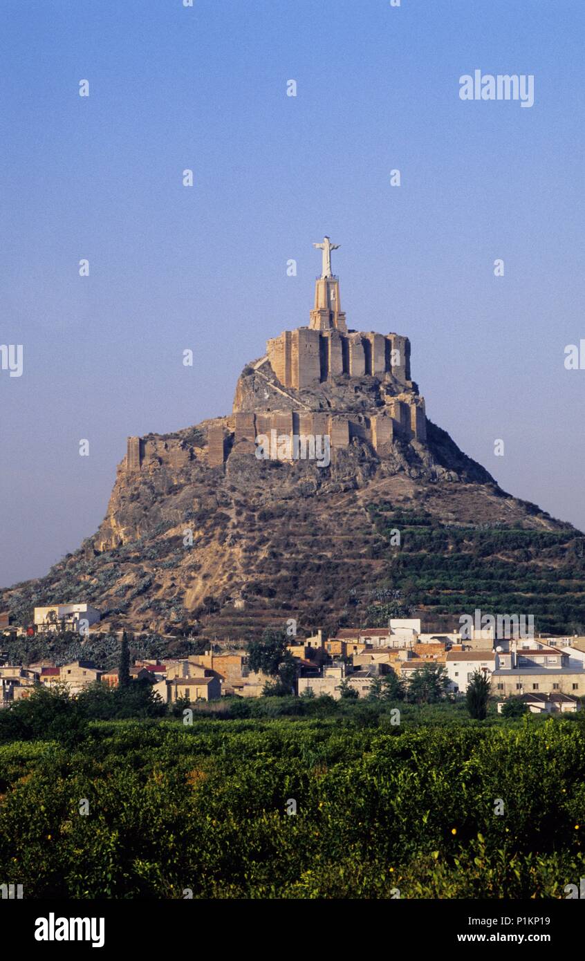 Monteagudo, landscape, town, mountain and monumental cross Stock Photo ...