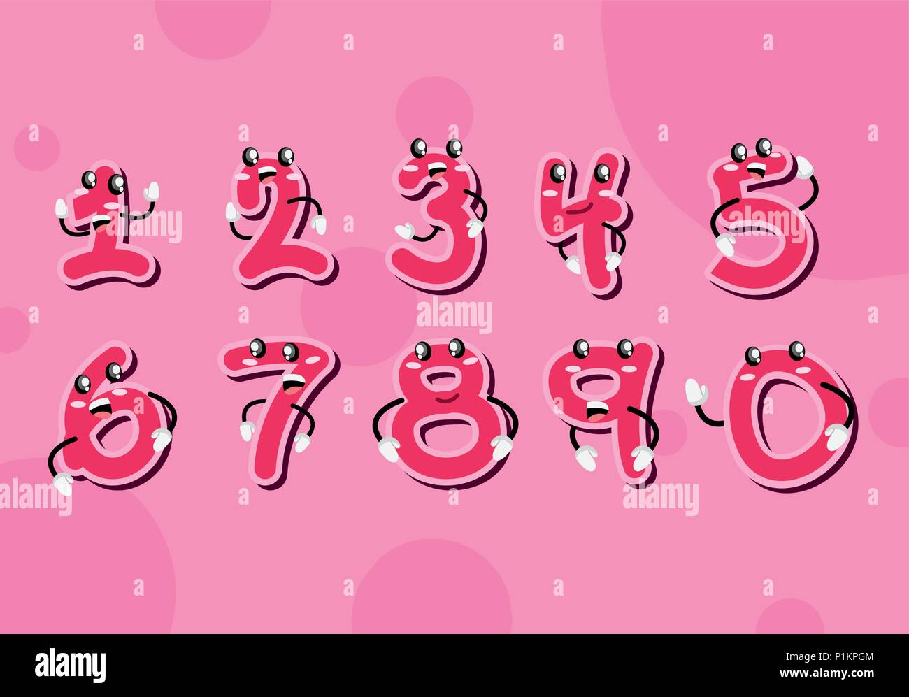 set numbers kawaii comic characters vector illustration design Stock ...