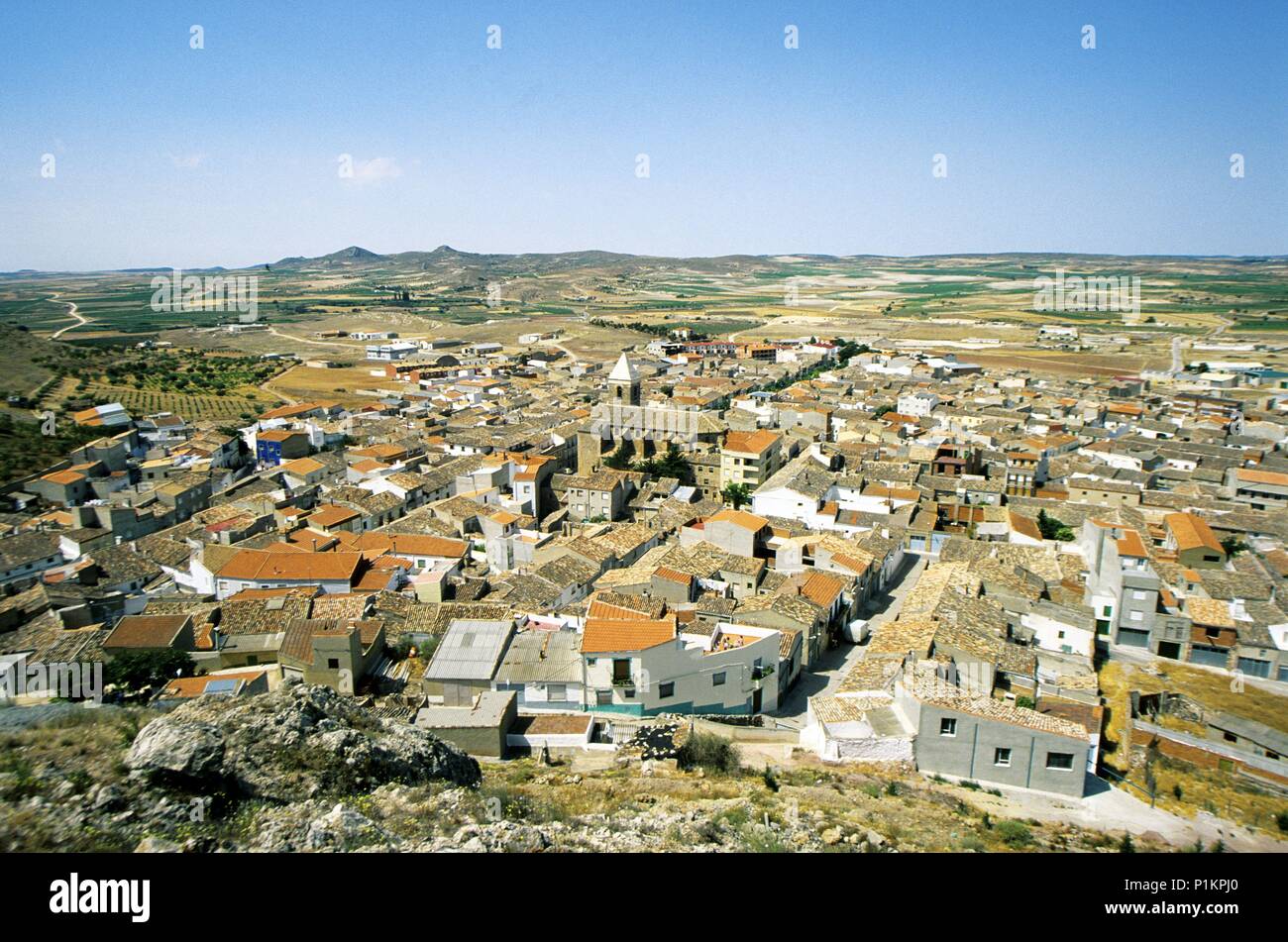 Montealegre del Castillo, town general view and landscape Stock Photo ...