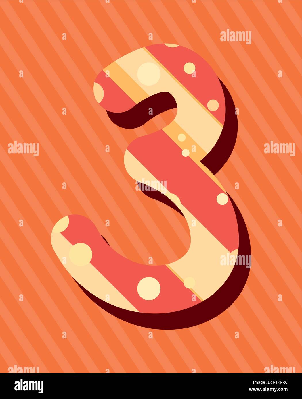 number three comic style vector illustration design Stock Vector Image ...