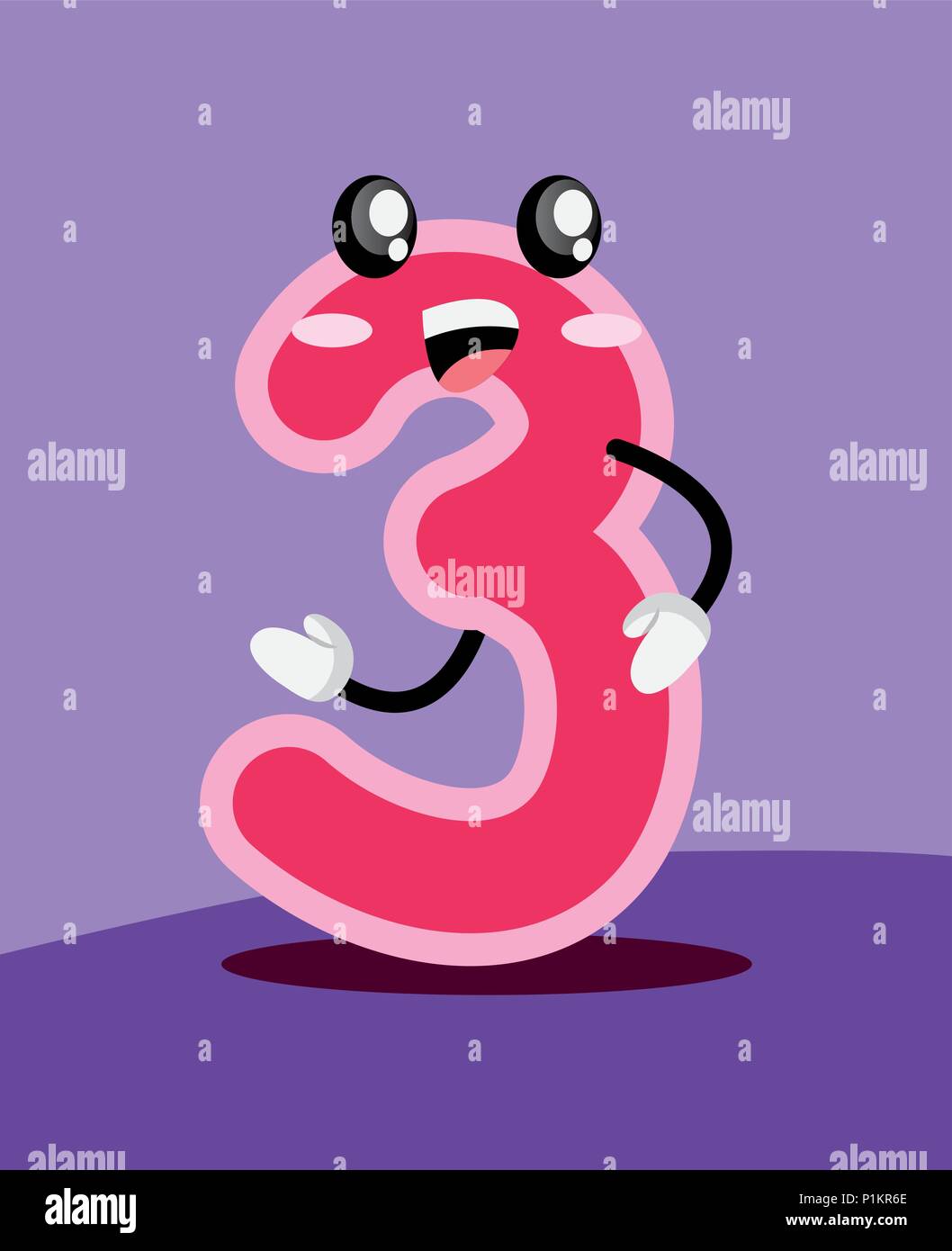 number three kawaii comic character vector illustration design Stock ...