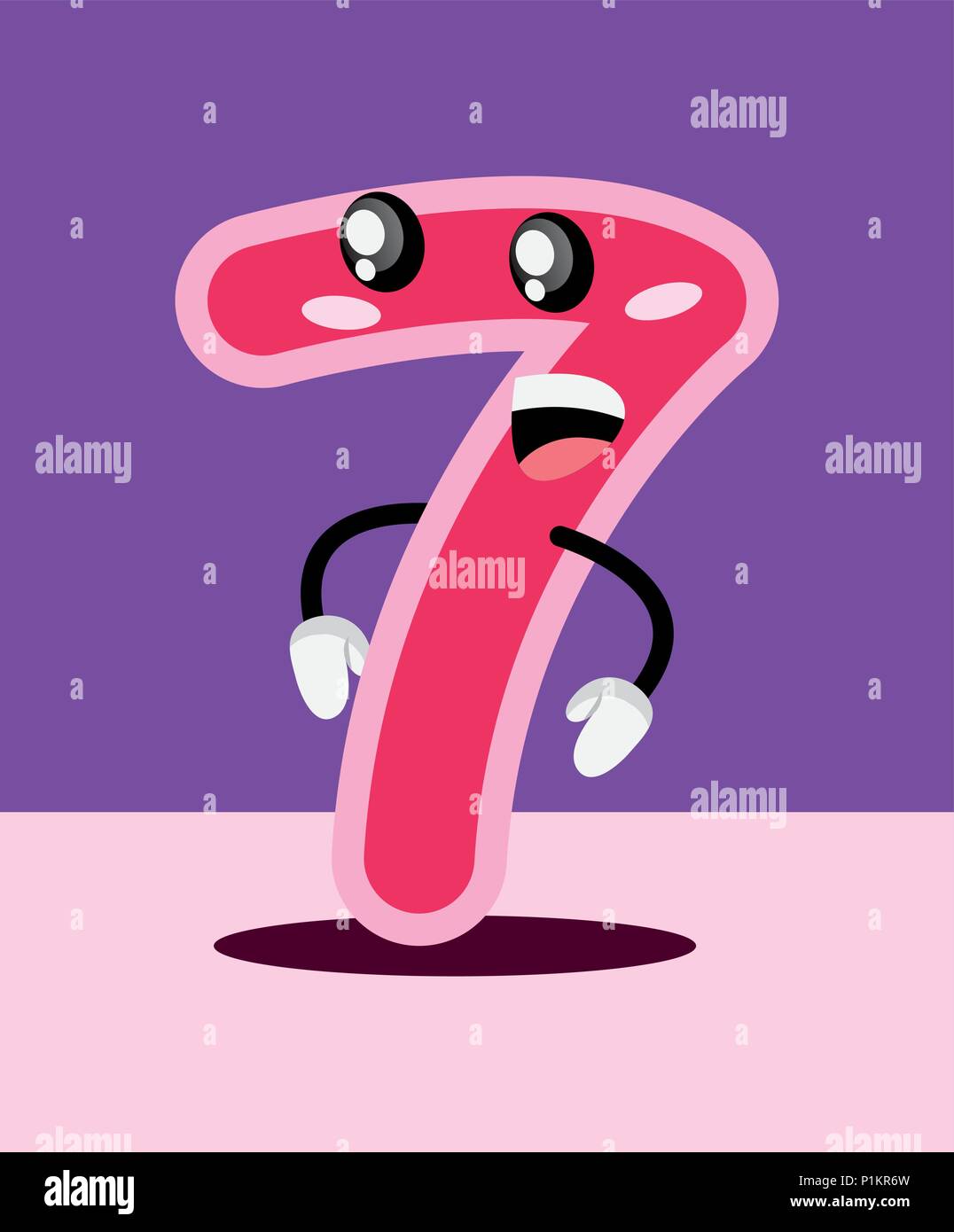 number seven kawaii comic character vector illustration design Stock ...