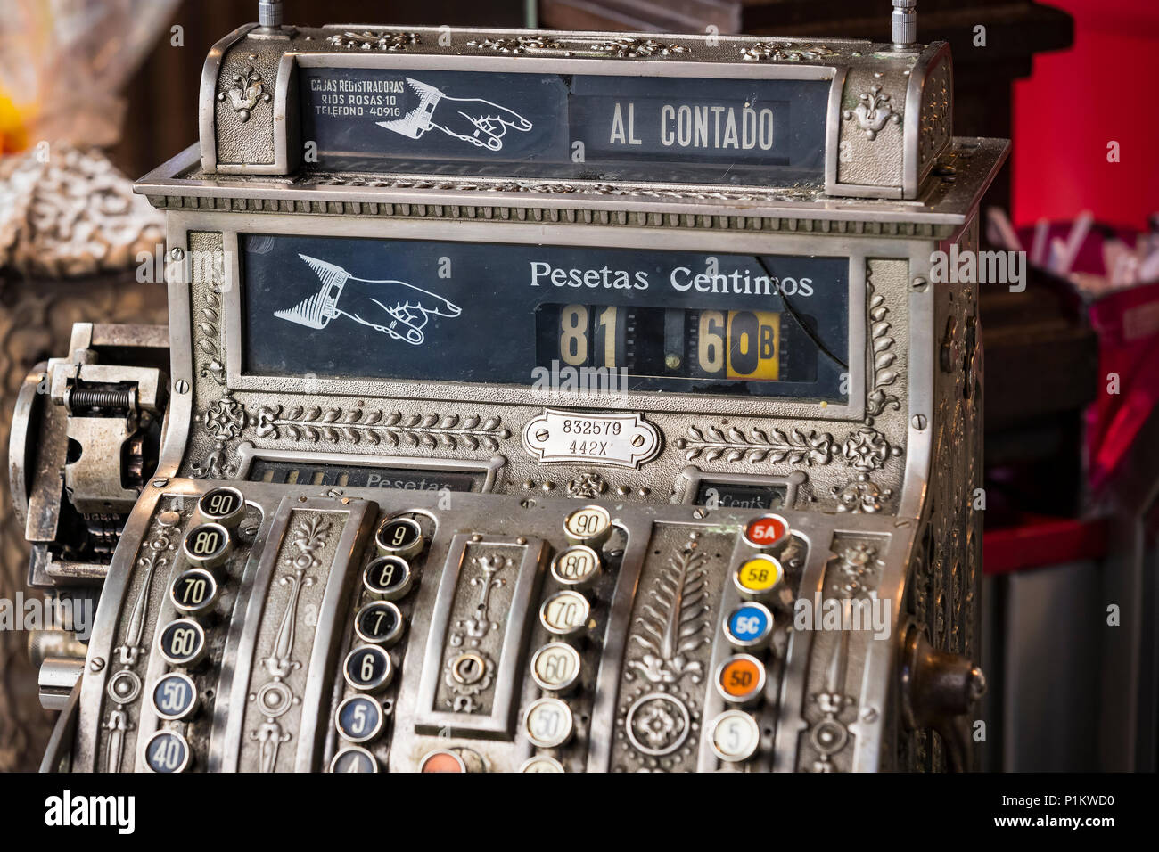 The old cash register National 1905 of the year was shot close-up Stock ...