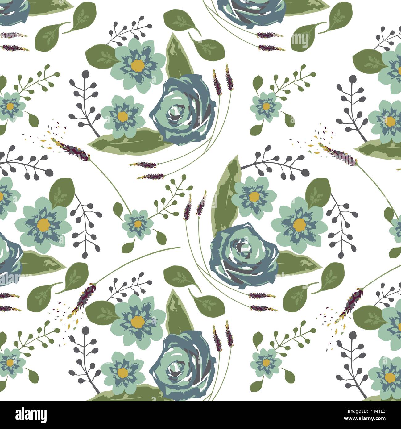 Blue wall flowers in Stock Vector Images - Alamy