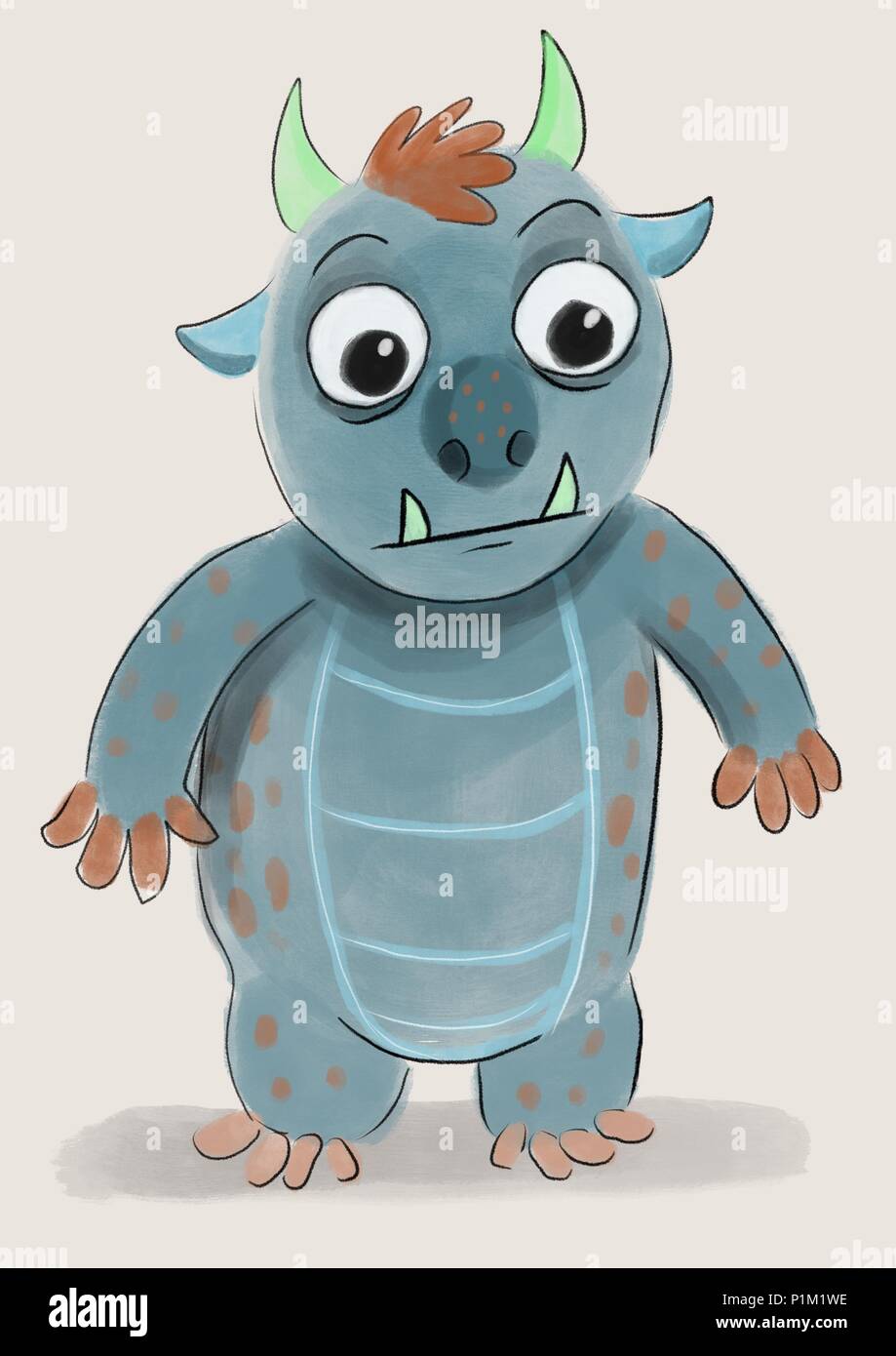 cute little baby monster illustration Stock Photo - Alamy
