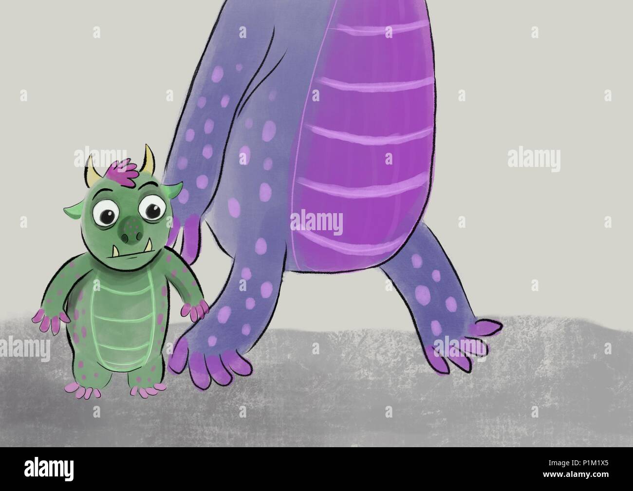cute little baby monster illustration Stock Photo - Alamy