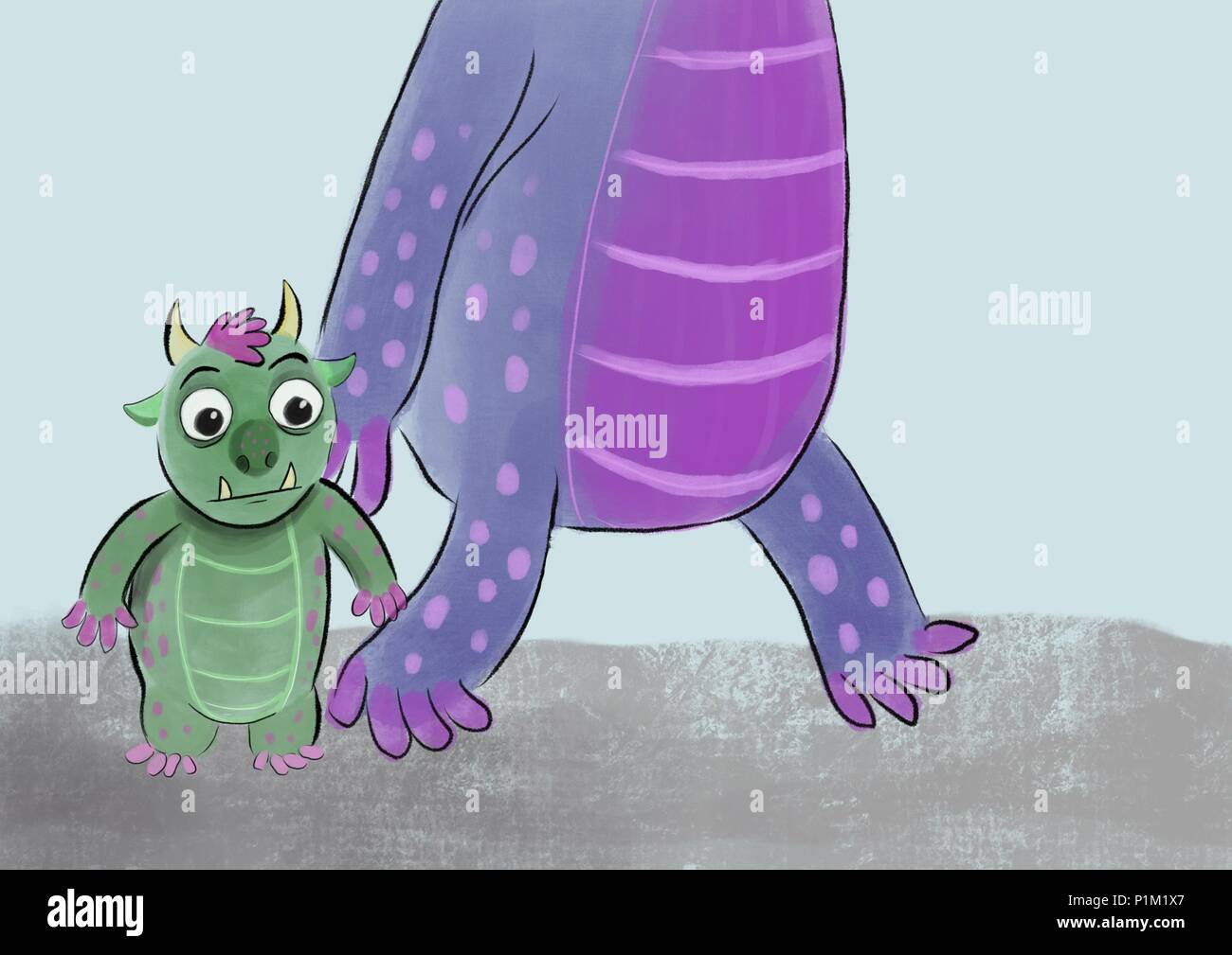 cute little baby monster illustration Stock Photo - Alamy