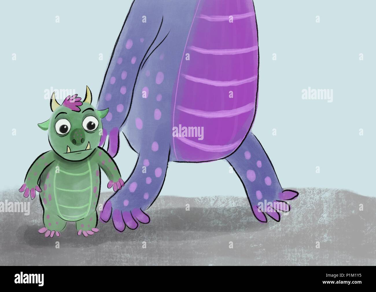 cute little baby monster illustration Stock Photo - Alamy