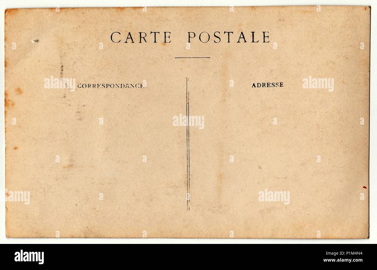 Back of a vintage photo - used postcard. Rich stain and paper details ...