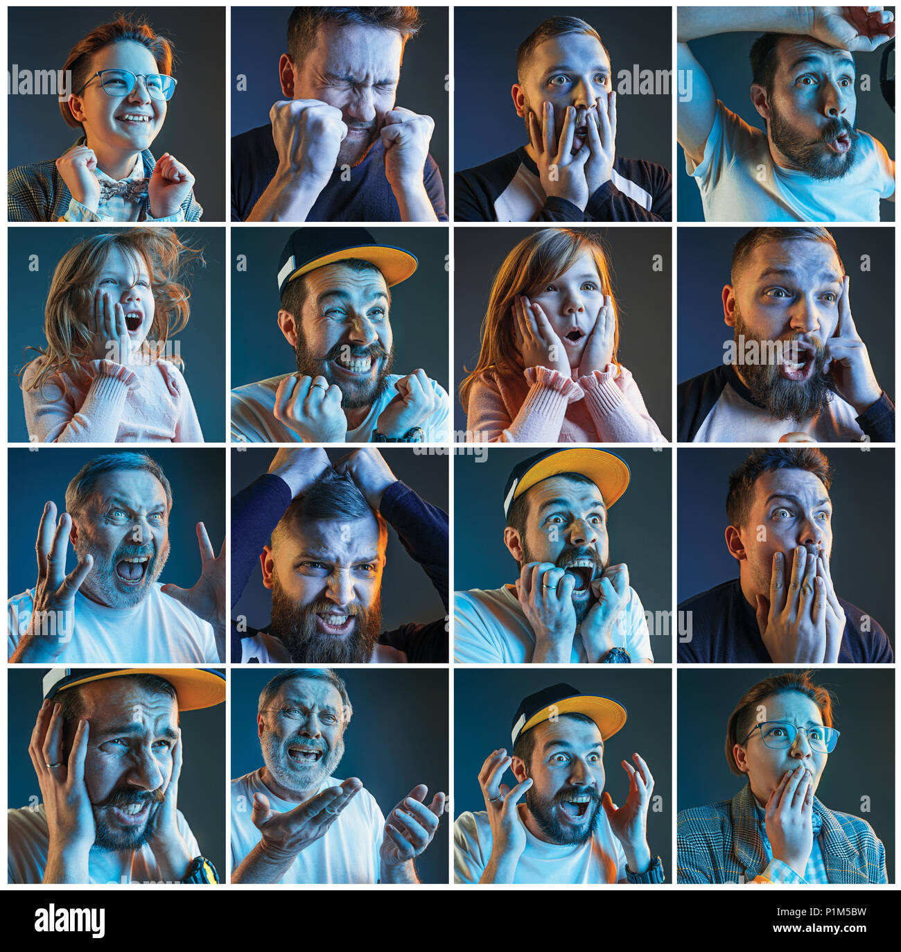 Collage about emotions of football fans watching soccer on tv Stock ...