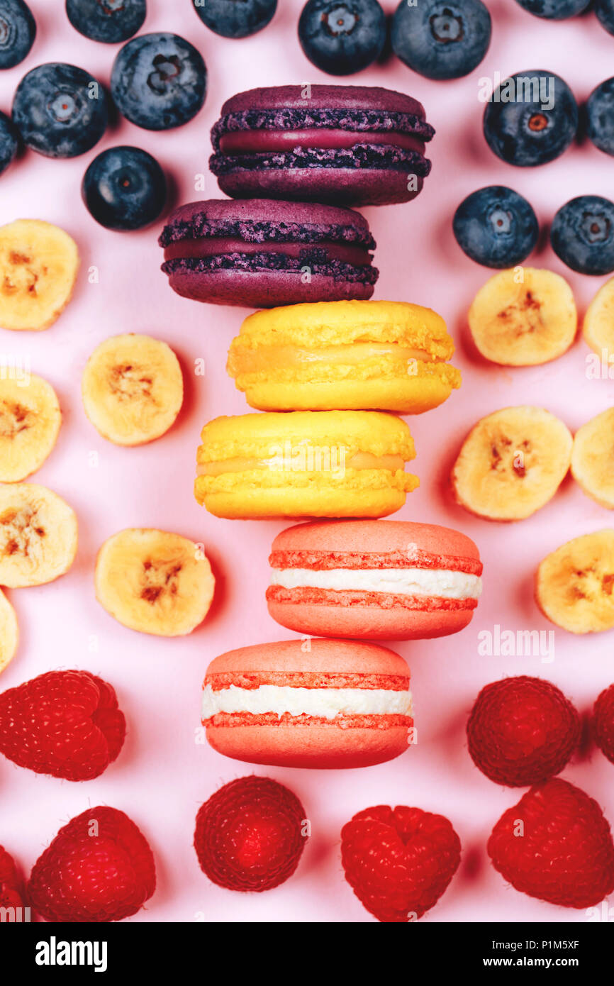 Three types of fruit macarons Stock Photo - Alamy