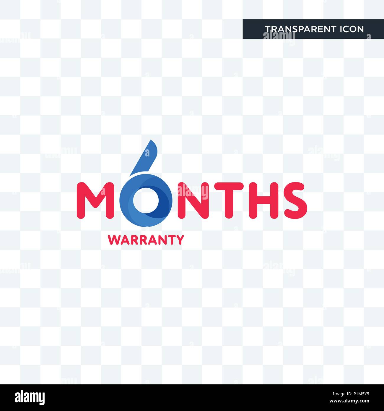 6 months warranty vector icon isolated on transparent background, 6 ...