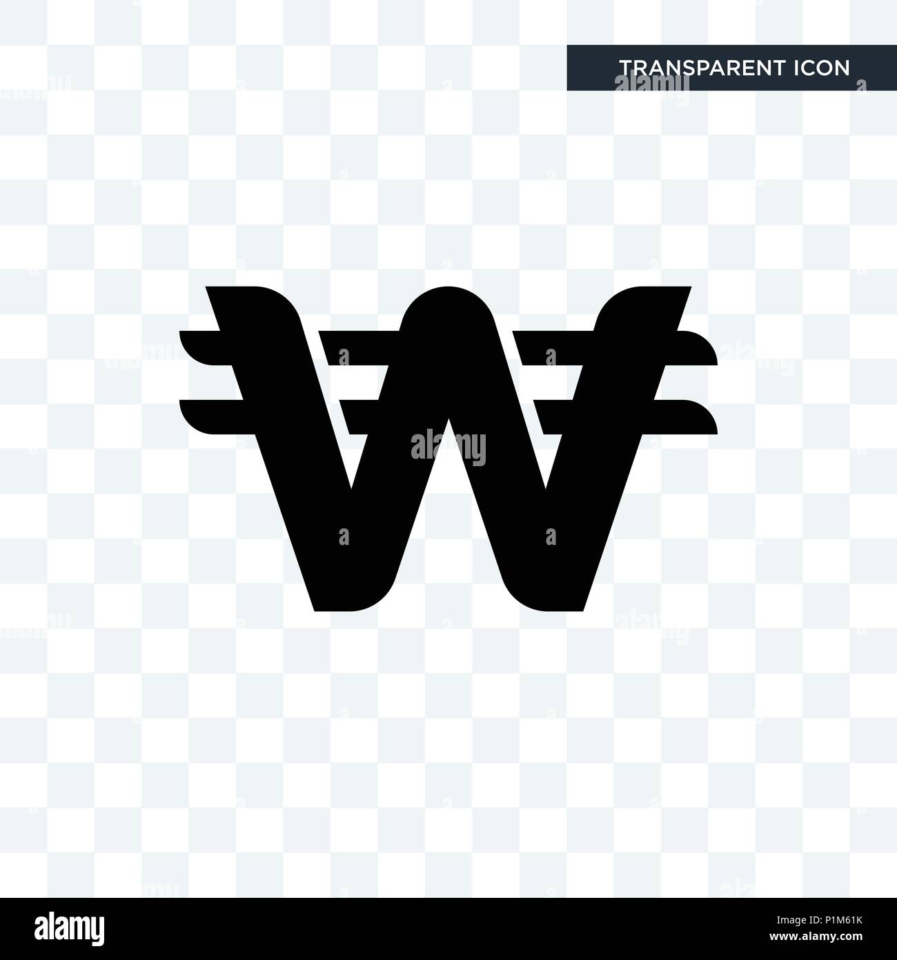 south korean currency vector icon isolated on transparent background ...