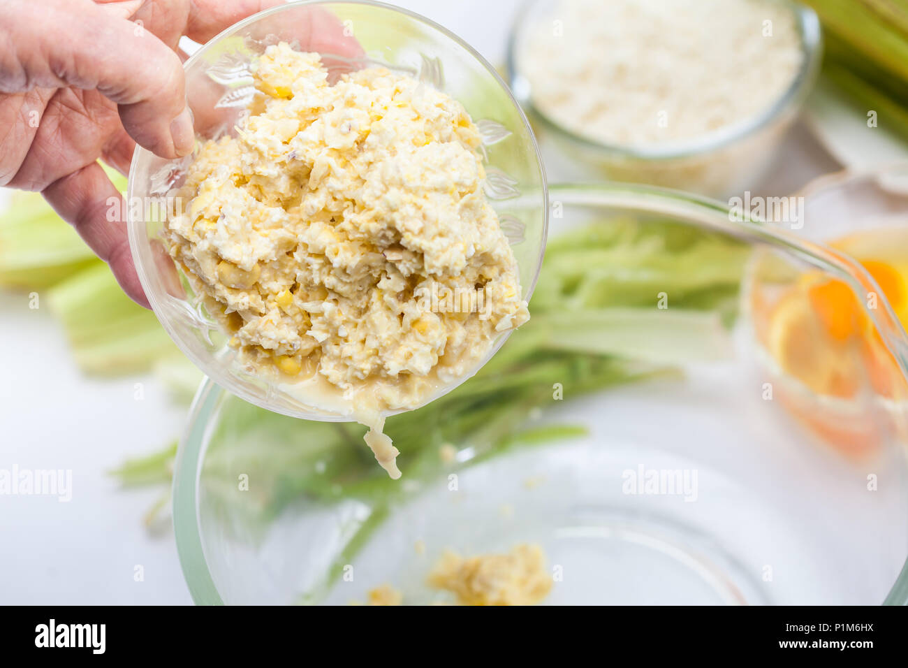 Colombian Sweet Corn Wrap Preparation Stock Photo - Alamy