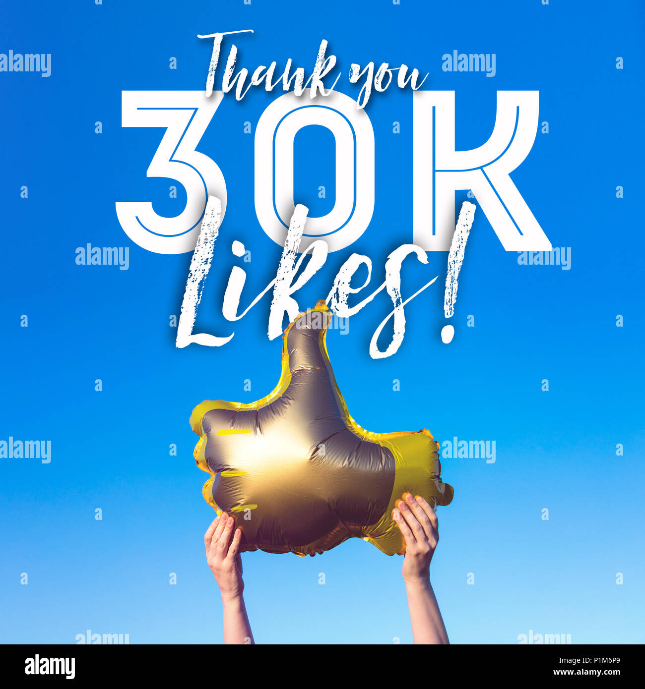 Thank you 30 thousand likes gold thumbs up like balloons social media ...