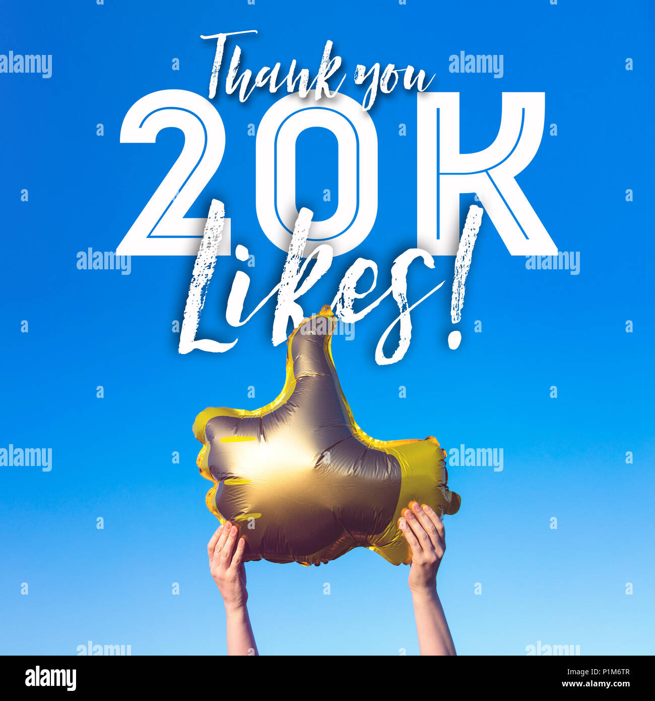 Thank you 20 thousand likes gold thumbs up like balloons social media ...