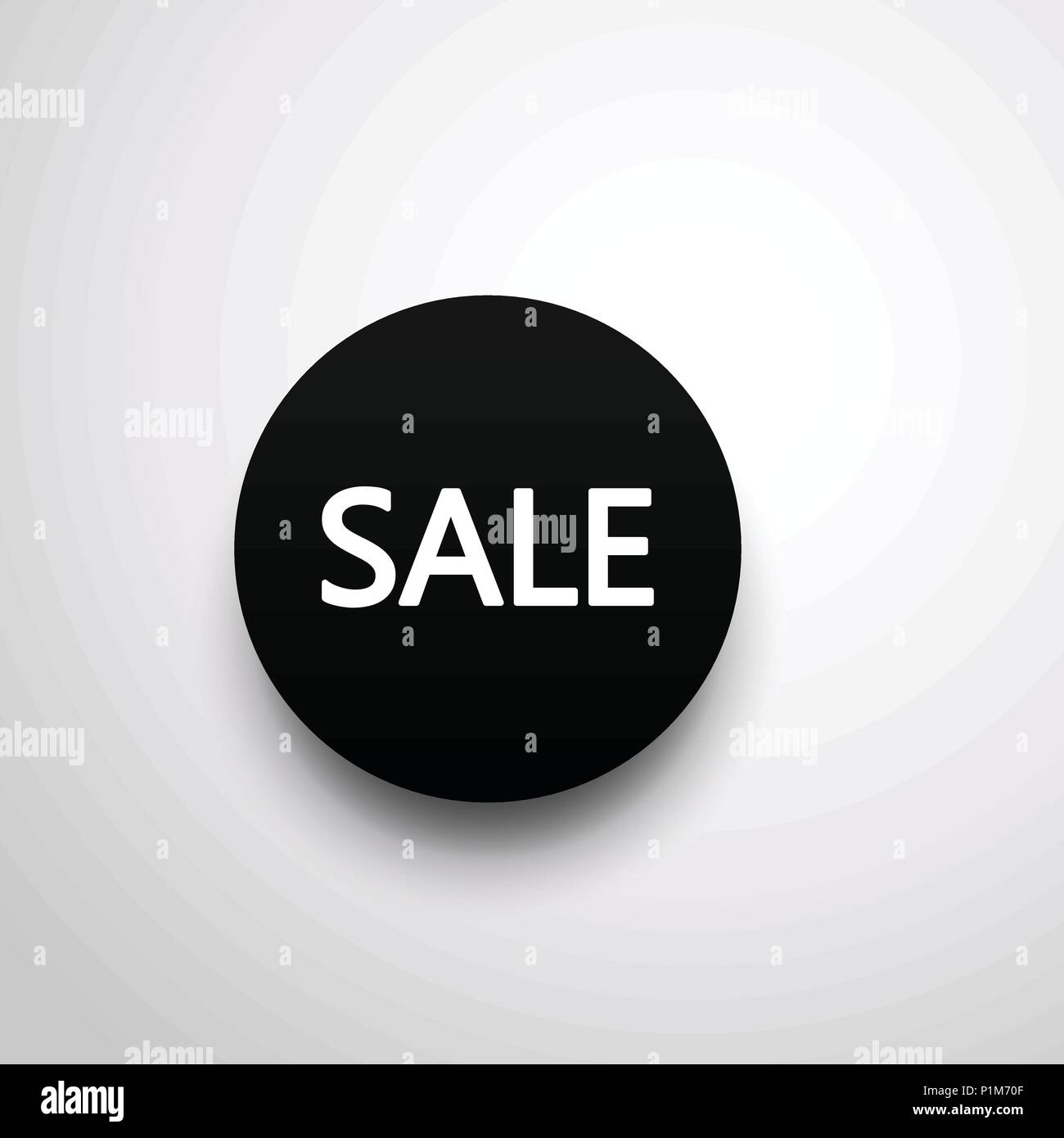 illustration of black circle with word sale and soft shadow on bright ...