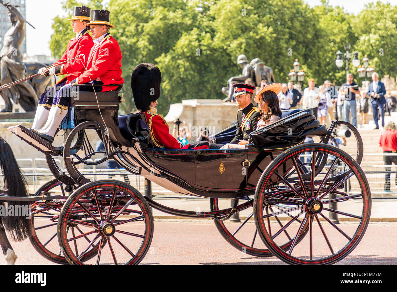 London. June 9 2018. A view of the royal carriage carrying Prince Harry ...