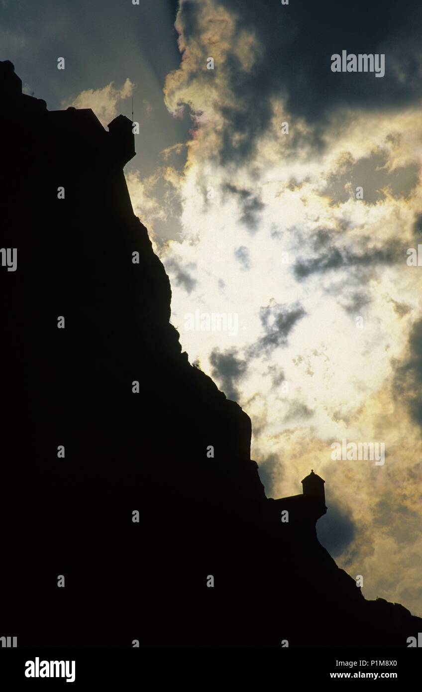 Castillo de / Santa Bárbara Castle, detail of the bulwark. Costa Blanca ...