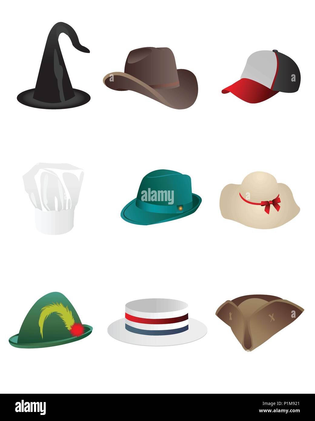 Vector illustration of hand drawn set of sketch colorful hats Stock ...