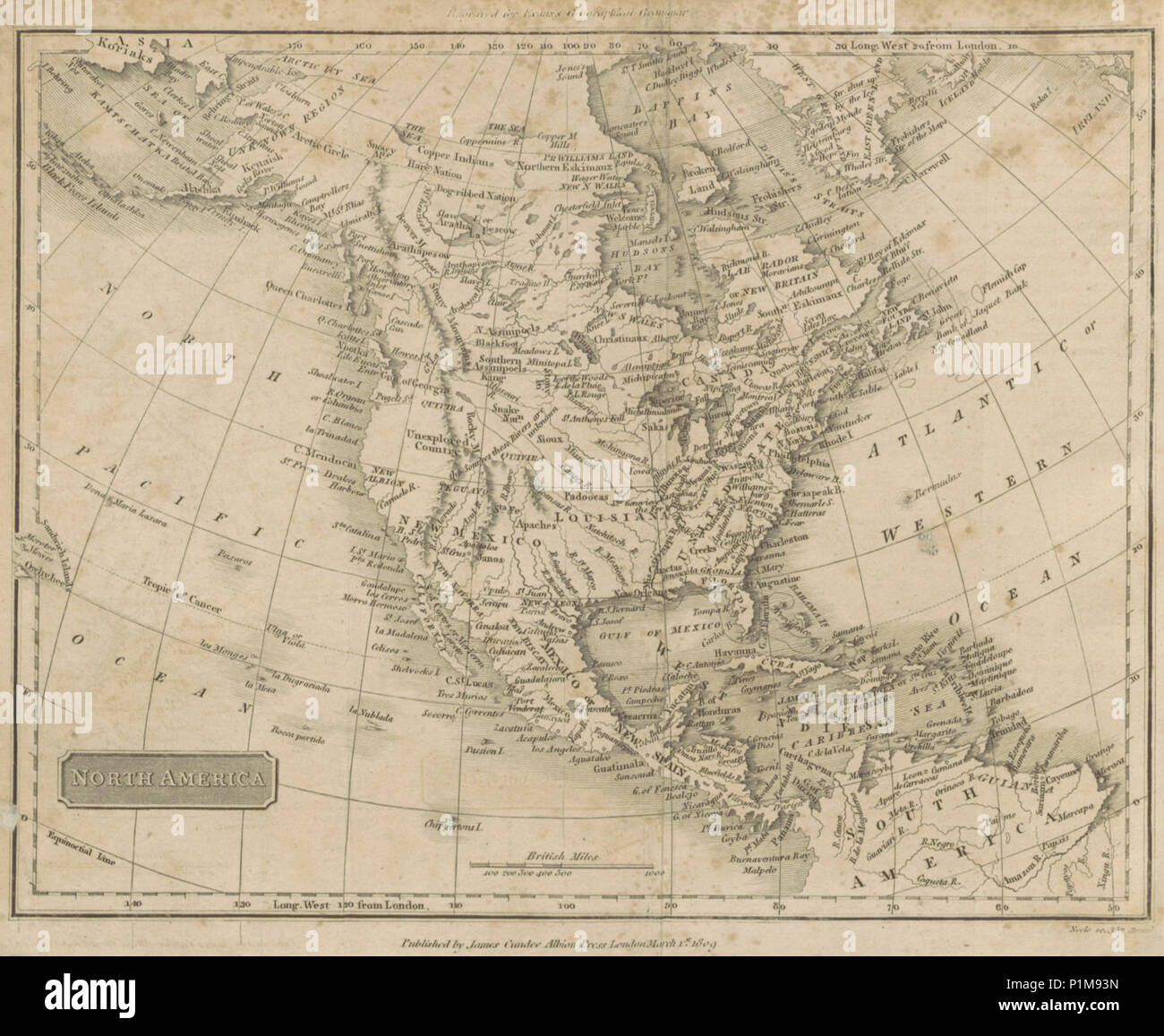 (1811) MAP OF NORTH AMERICA Stock Photo - Alamy