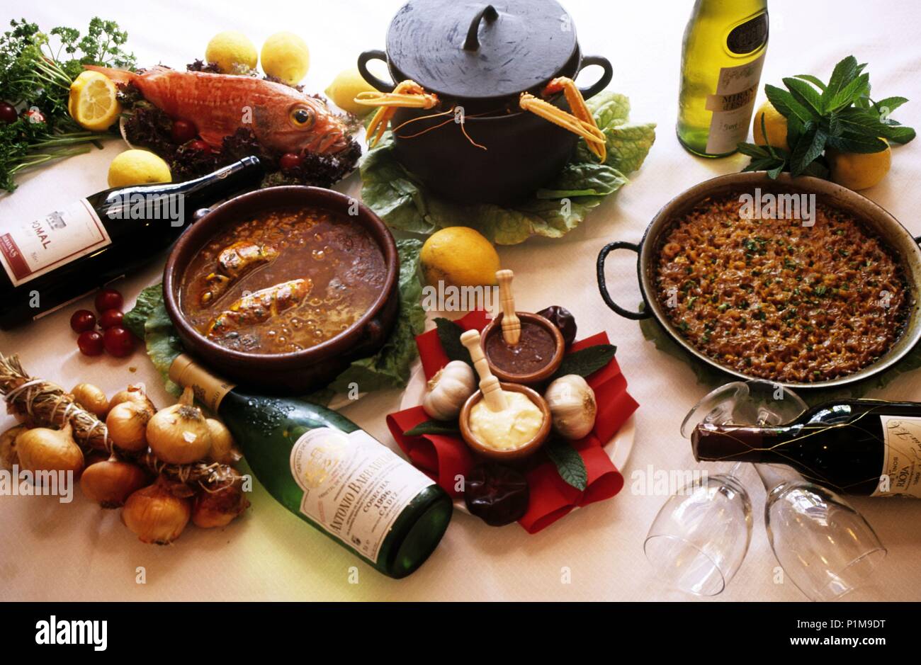 Typical gastronomy: fish "caldereta" and rices. Costa Blanca Stock ...