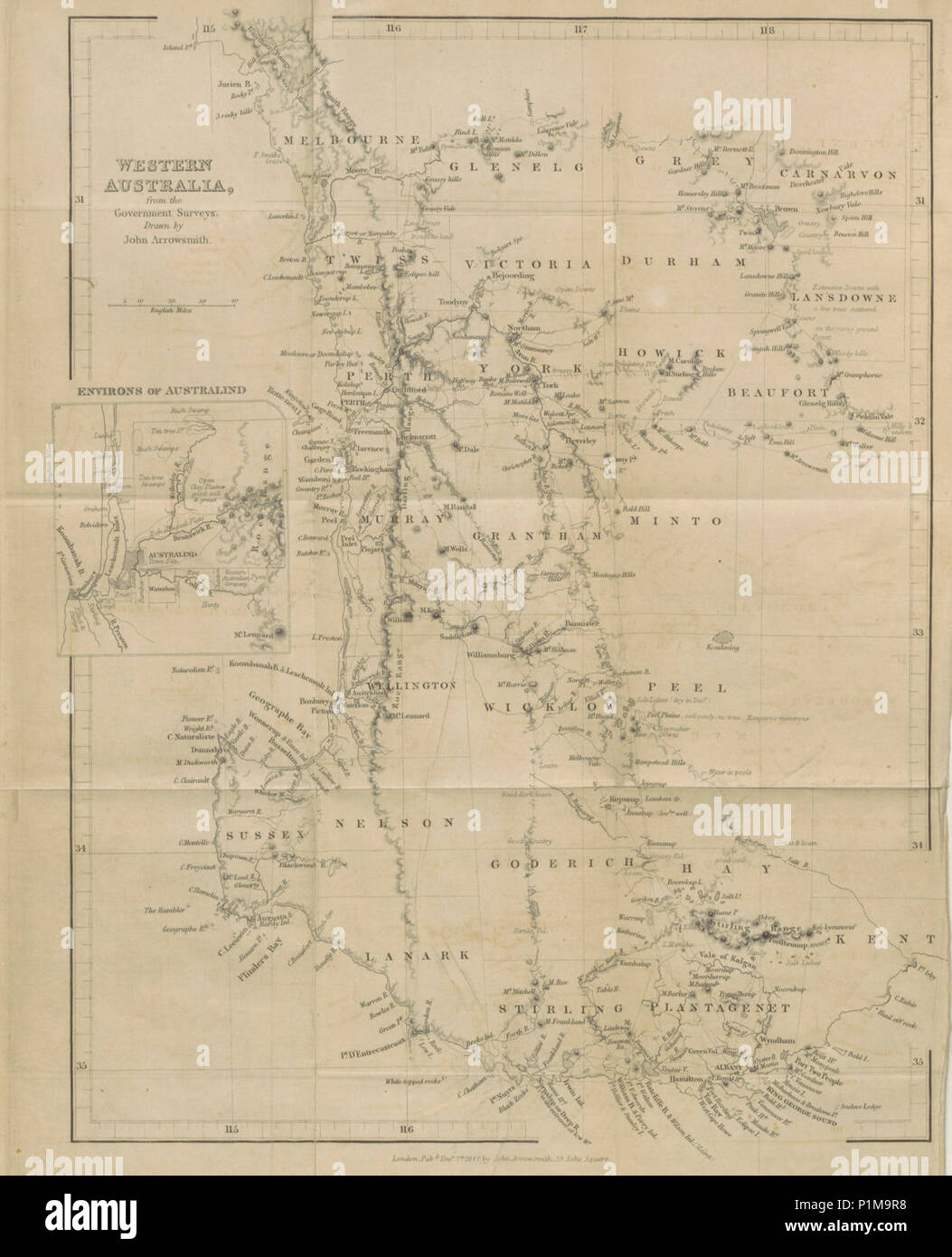 (1842) MAP OF WESTERN AUSTRALIA Stock Photo - Alamy