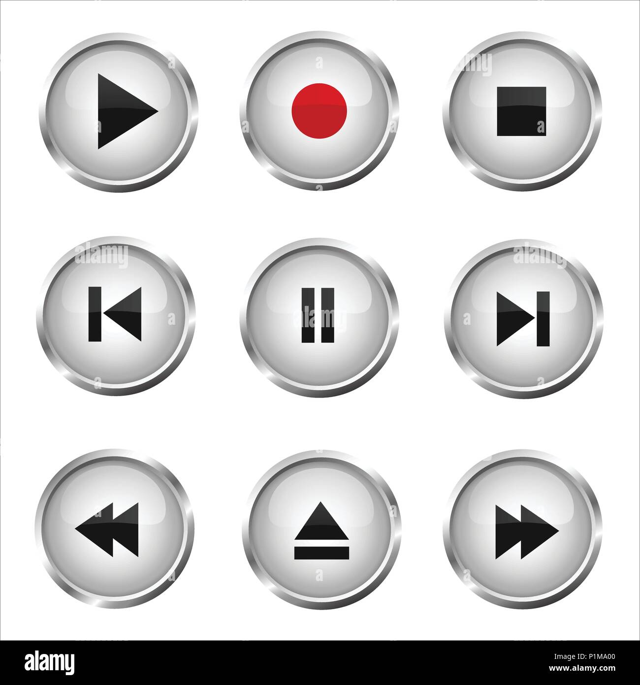 Set of media buttons Stock Vector Image & Art - Alamy