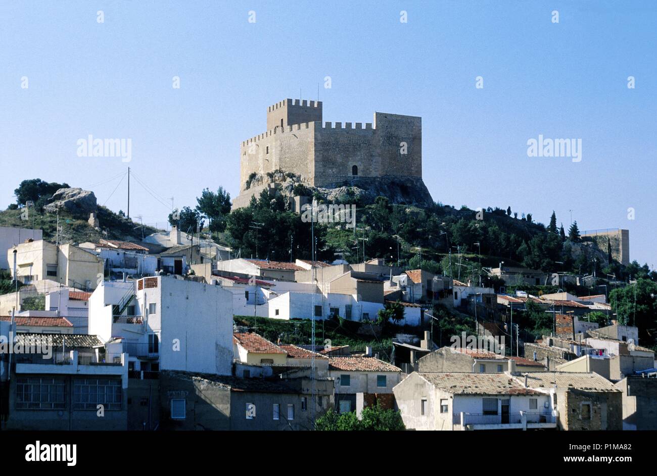 Petrer, medieval castle and town Stock Photo - Alamy