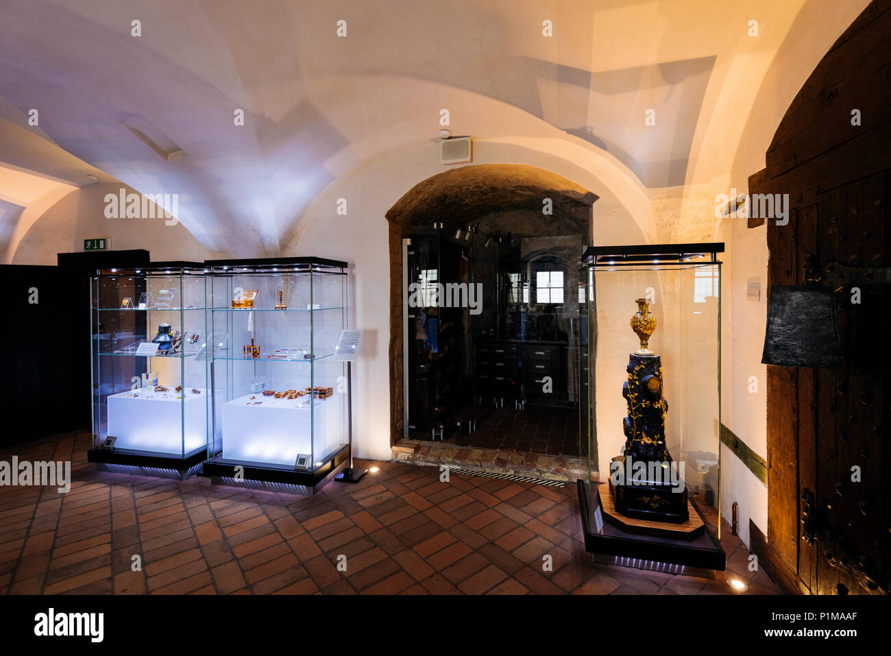 Gdansk, Poland - May 10, 2018: Exhibition in the Amber museum in Gdansk ...