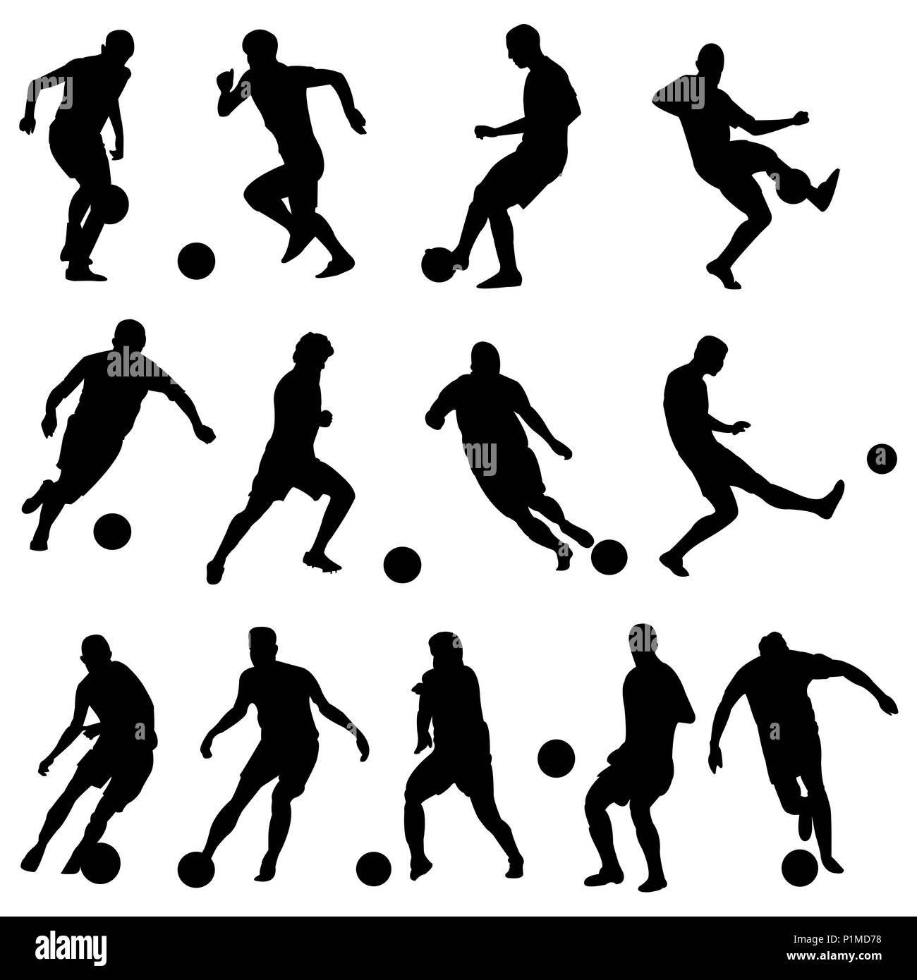 Footballer silhouette Black and White Stock Photos & Images - Alamy
