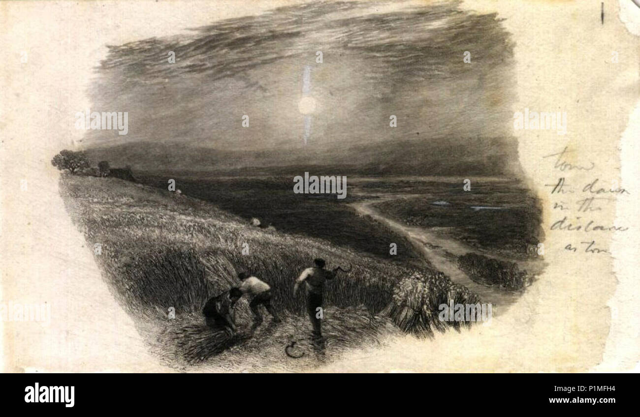 'The autumn is old' touched proof engraving by William Miller after ...