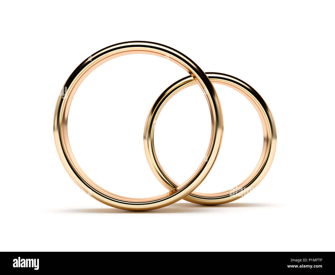 3d render of golden rings front view isolated on white background Stock ...