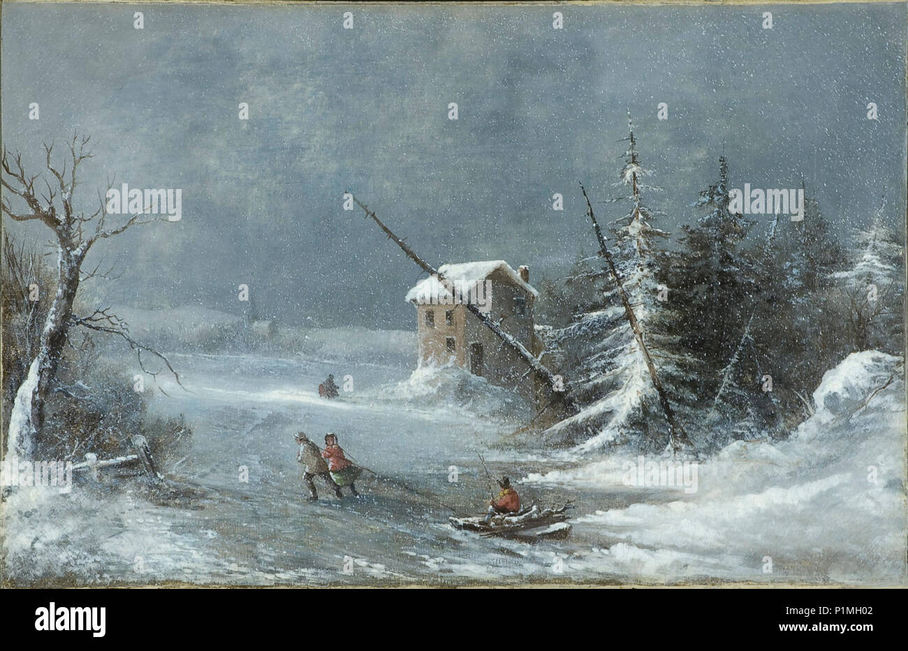 'The Blizzard', oil on canvas painting by Cornelius Krieghoff, c. 1860 ...