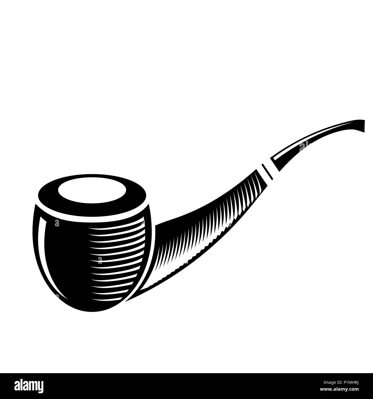 Retro Wooden Smoking Pipe Isolated on White Background Stock Vector ...