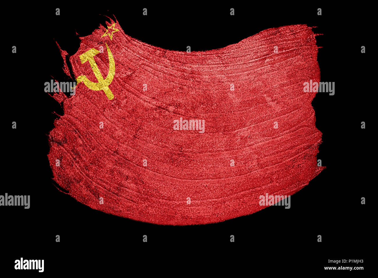 Grunge USSR flag. Soviet Union flag with grunge texture. Brush stroke ...