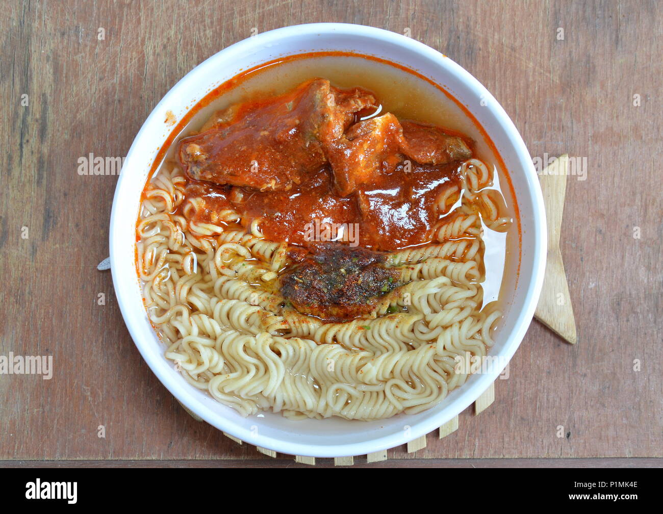 instant noodle with mackerel in ketchup Stock Photo - Alamy
