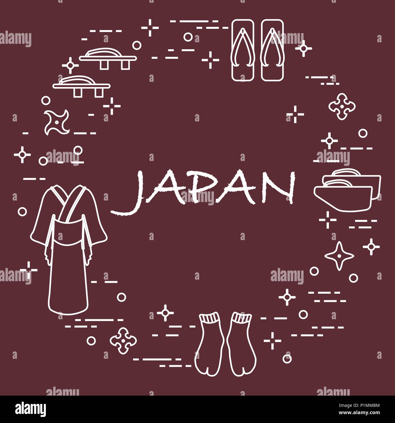 Traditional japanese clothing, shoes and shurikens. Japan traditional ...