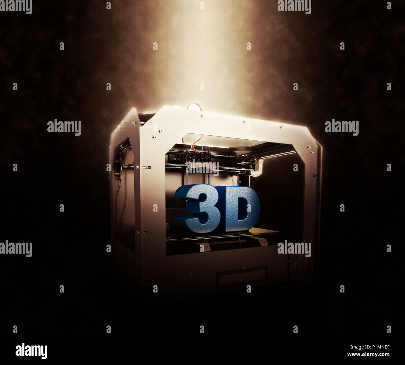 3D Render of 3 Dimensional Printer on a dramatic background Stock Photo ...