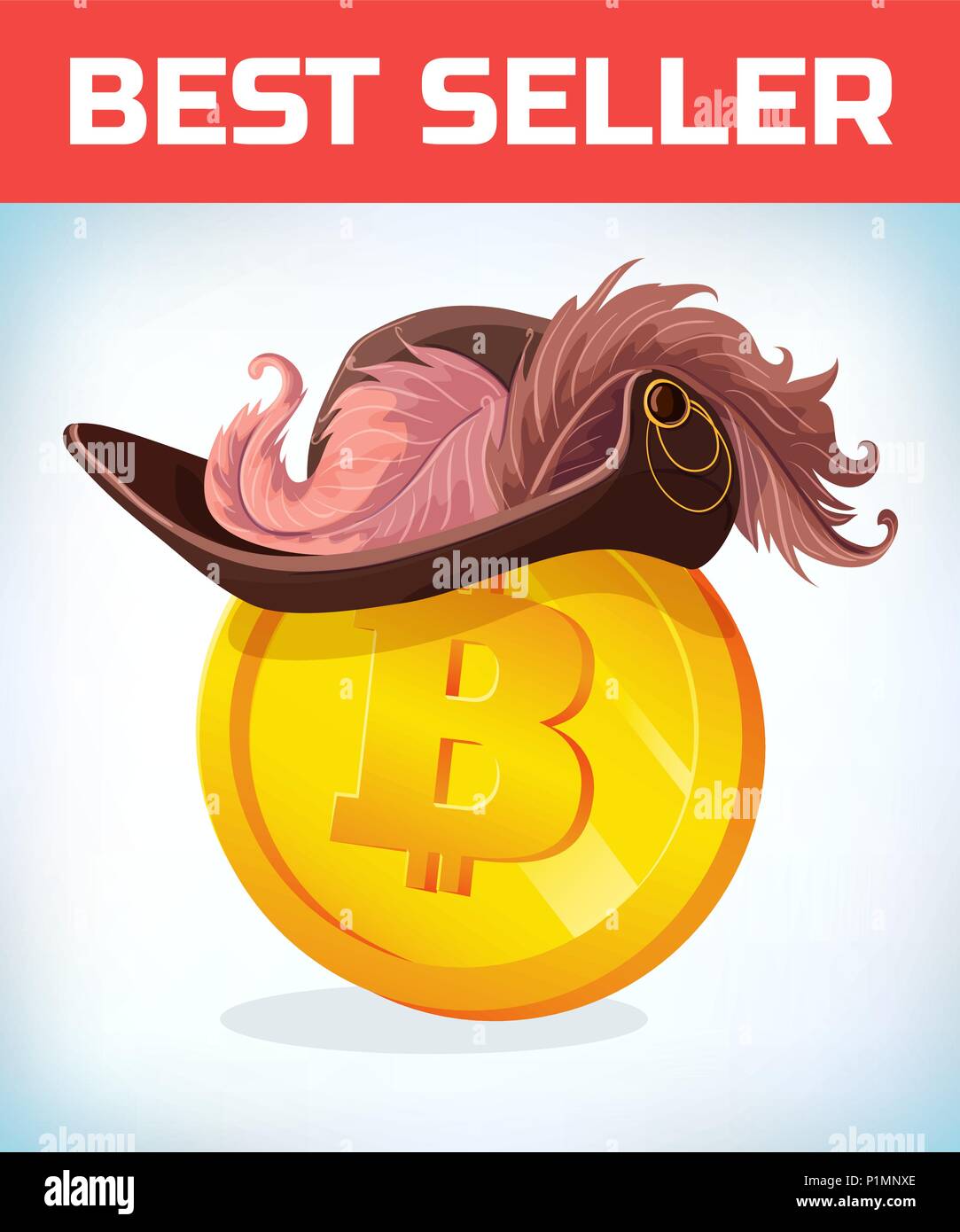 Bitcoin in Musketeer or pirate hat. Bitcoin. Digital currency. Crypto ...