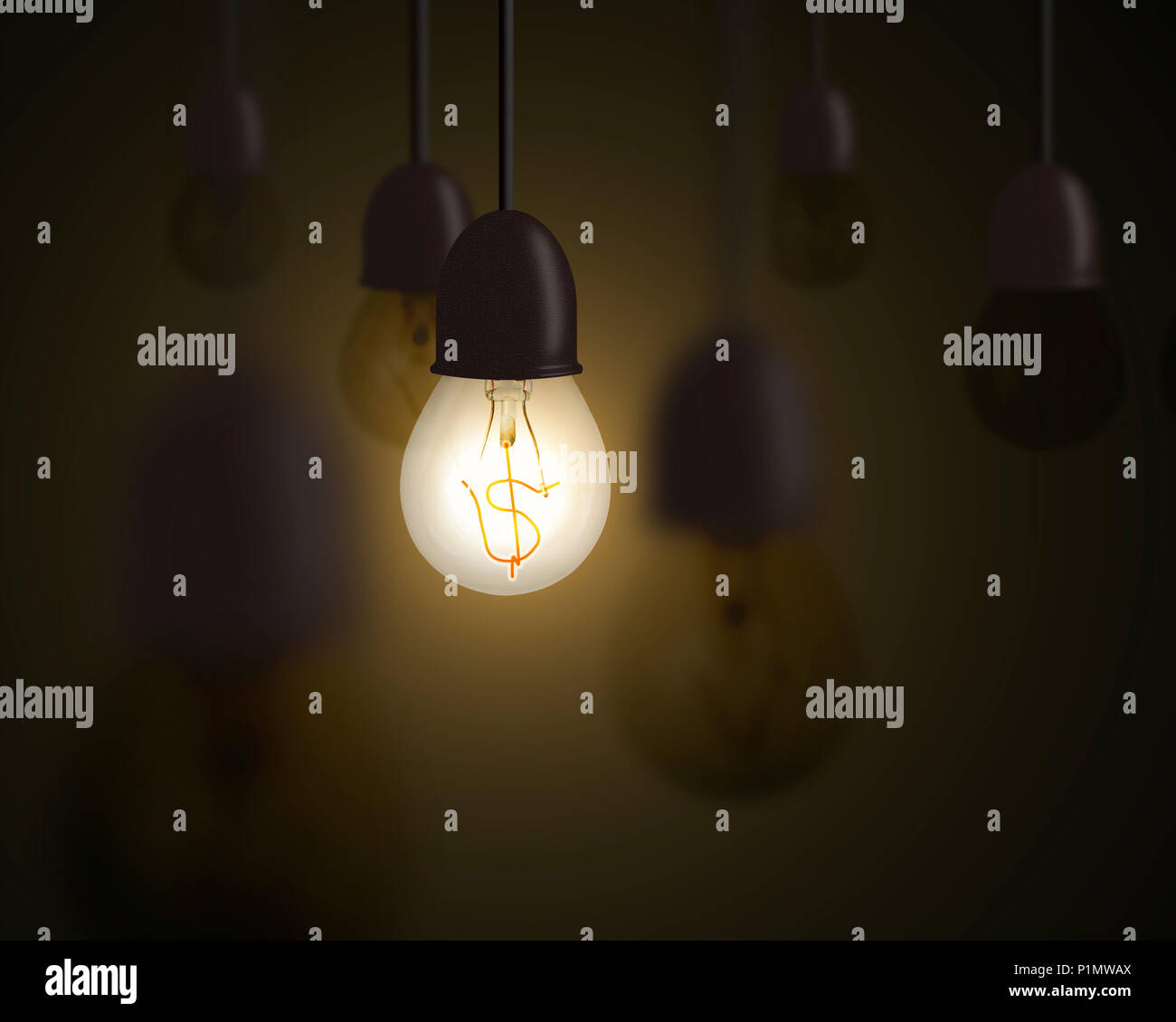Idea is money concept, lighting bulb with money symbol inside and ...