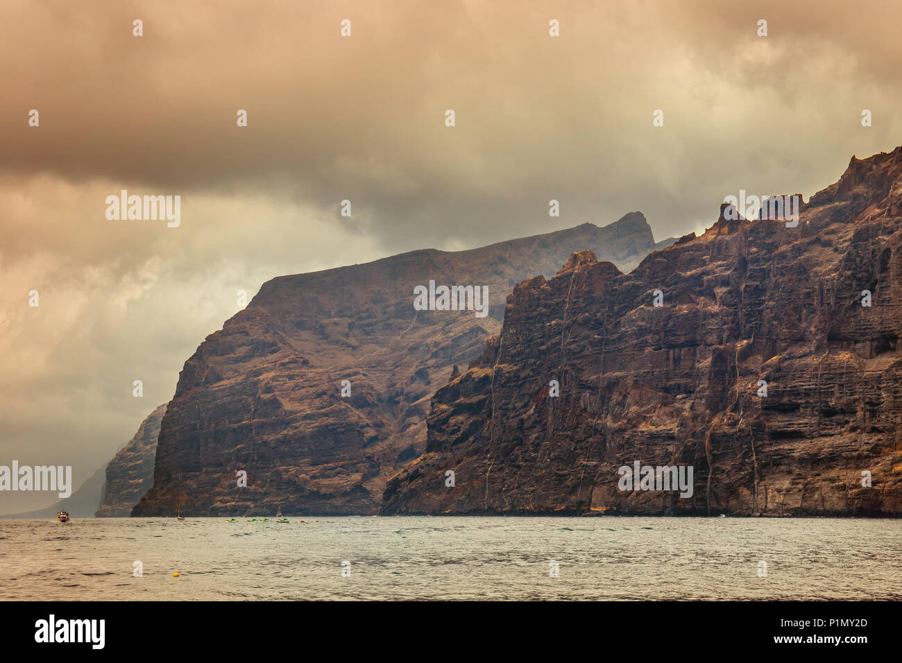 cloudy cliffs of Los Gigantes in Tenerife, Canary Islands, Spain Stock ...