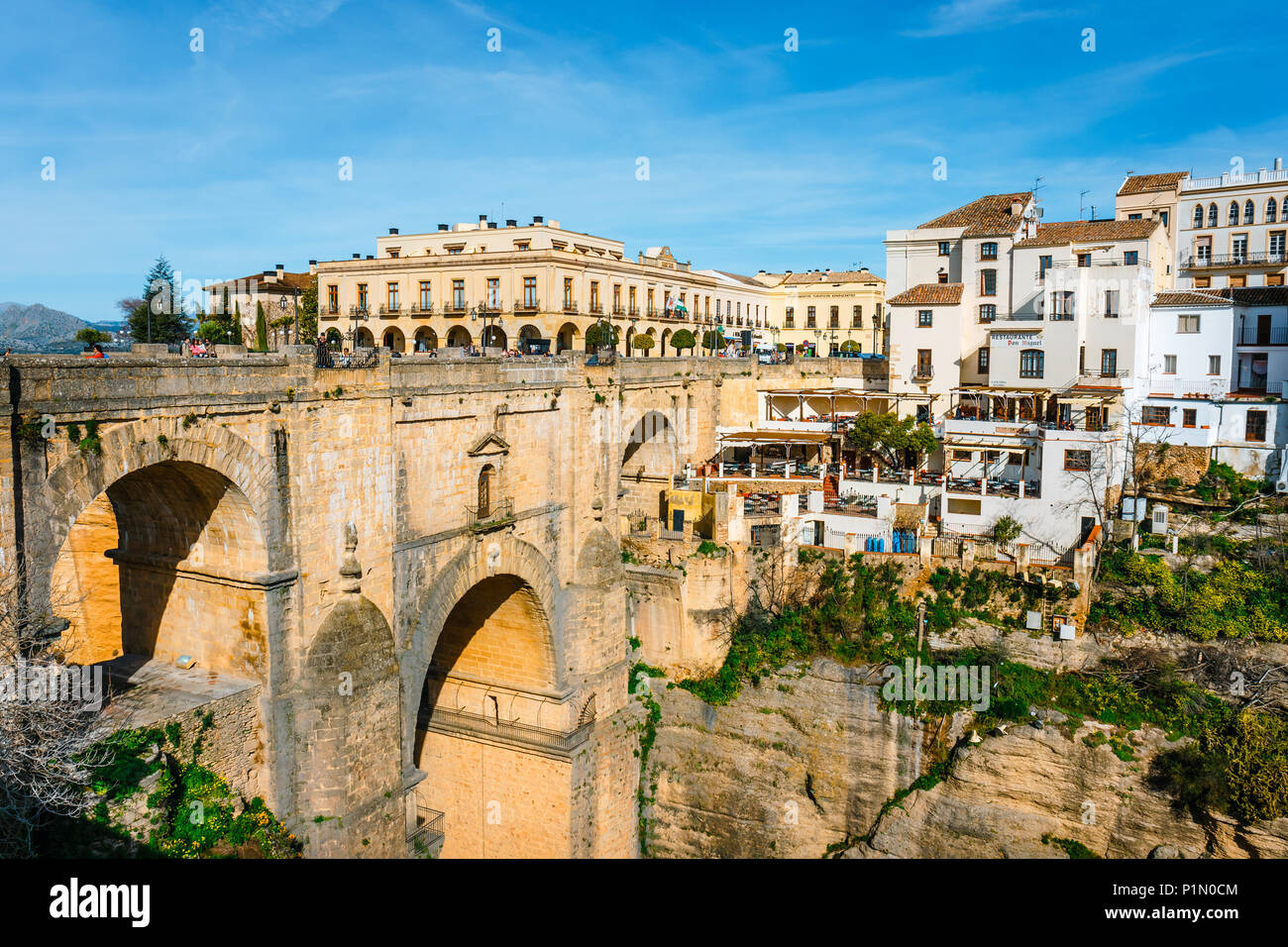 Ronda, Spain, April 05, 2018: El Tajo Gorge Canyon with new bridge and ...