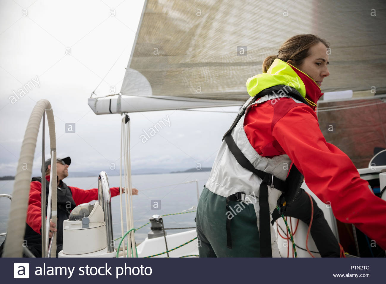 Two men on sailing yacht hi-res stock photography and images - Alamy